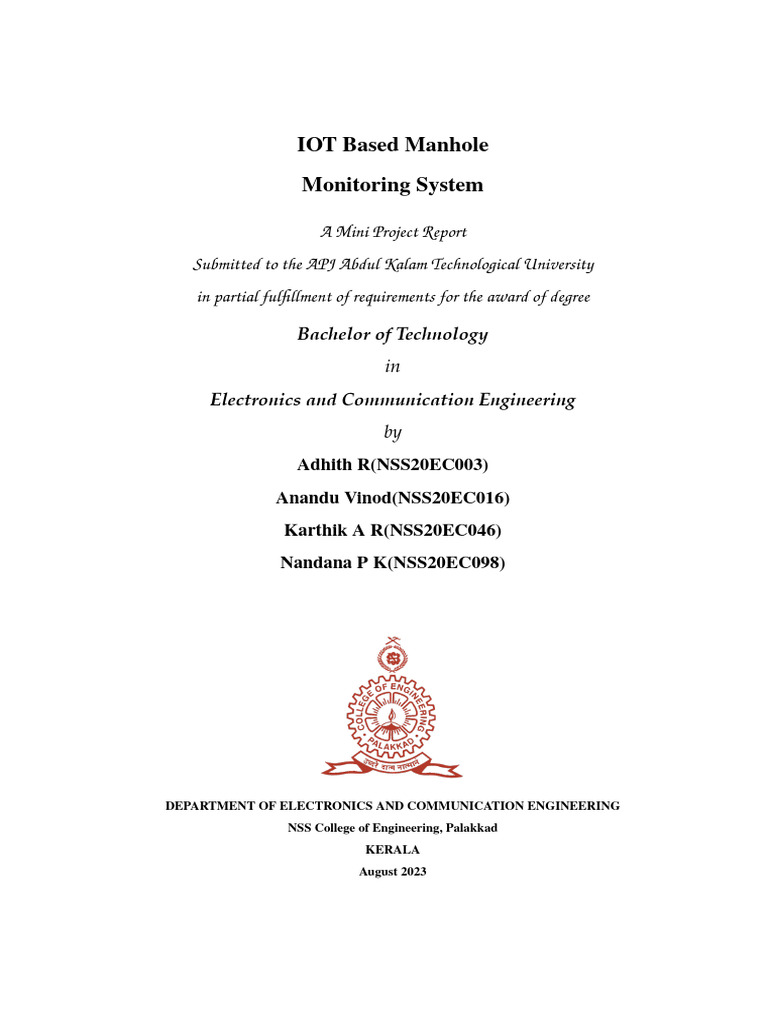 IoT Manhole Monitoring System Report | PDF | Internet Of Things | Sensor