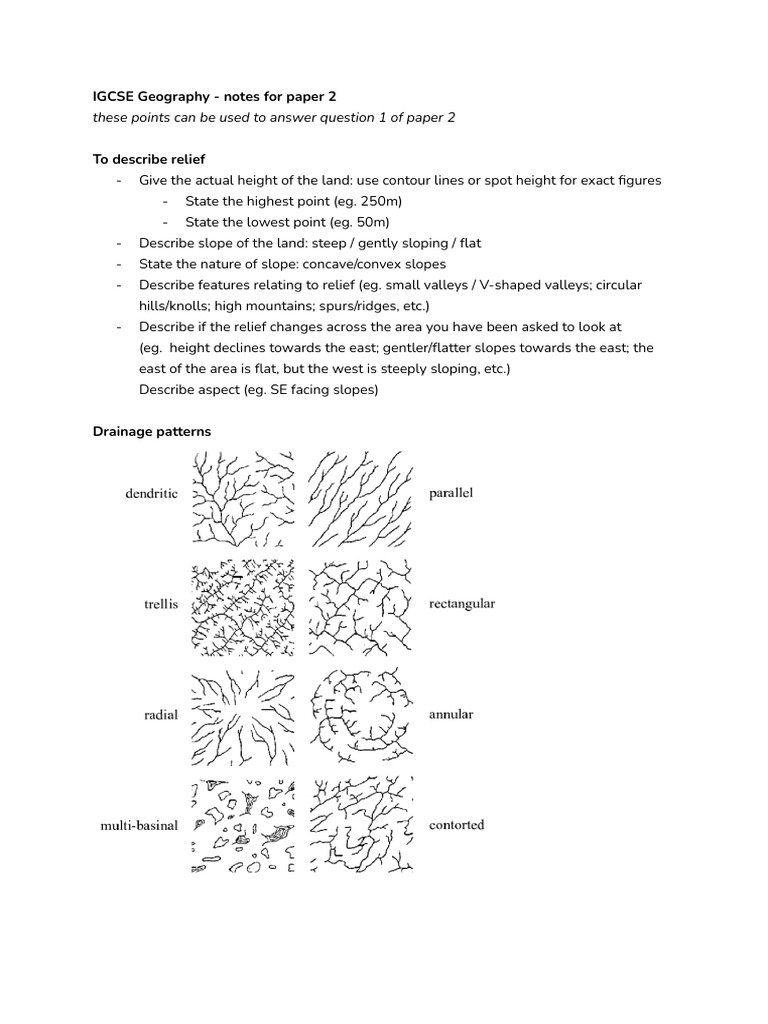 IGCSE Geography Paper 2 Notes | PDF | Valley | Beach
