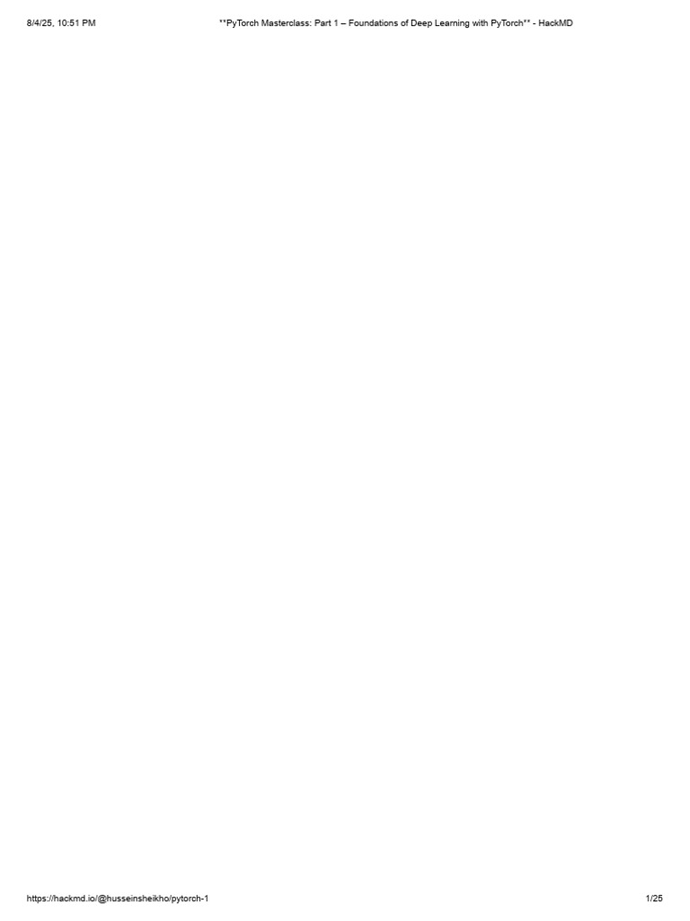 PyTorch Masterclass - Part 1 - Foundations of Deep Learning With ...