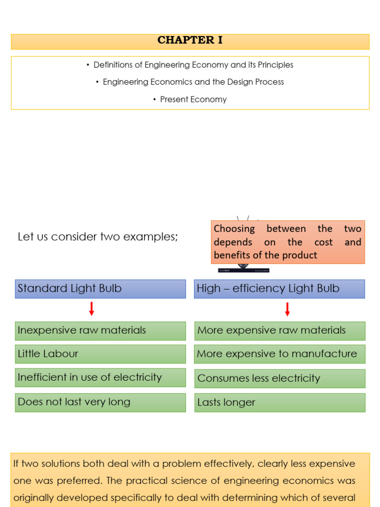 Chapter I Definition of Engineering Economy Engineering Economics ...