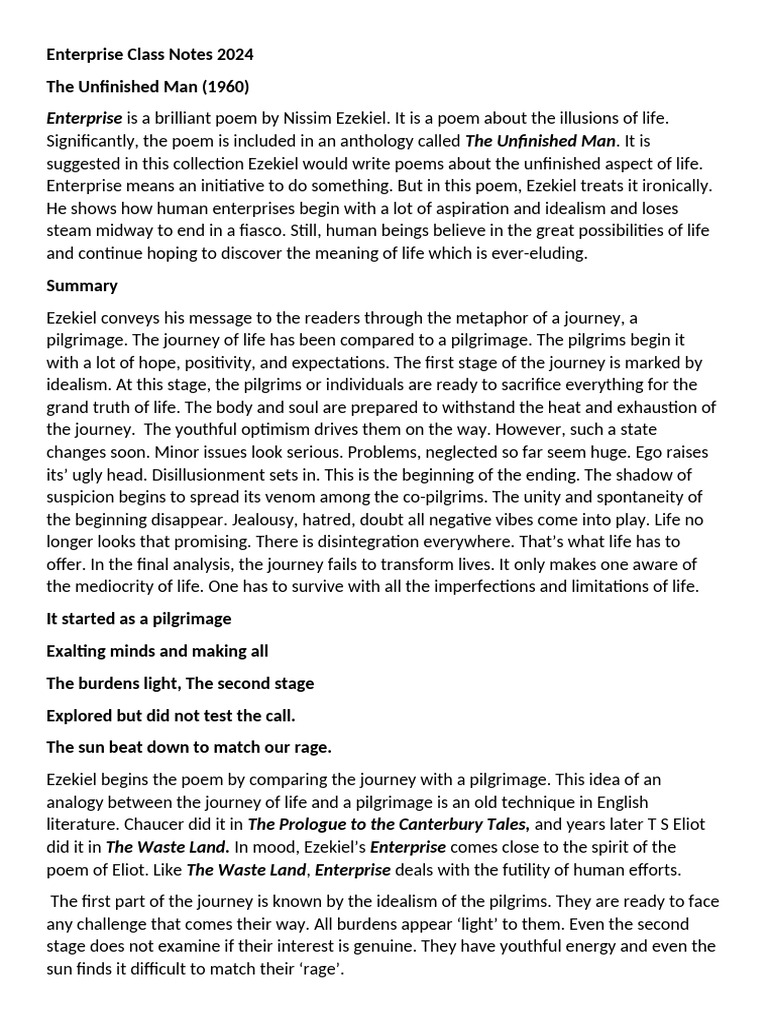 Enterprise Class Notes 2024 | PDF | The Canterbury Tales