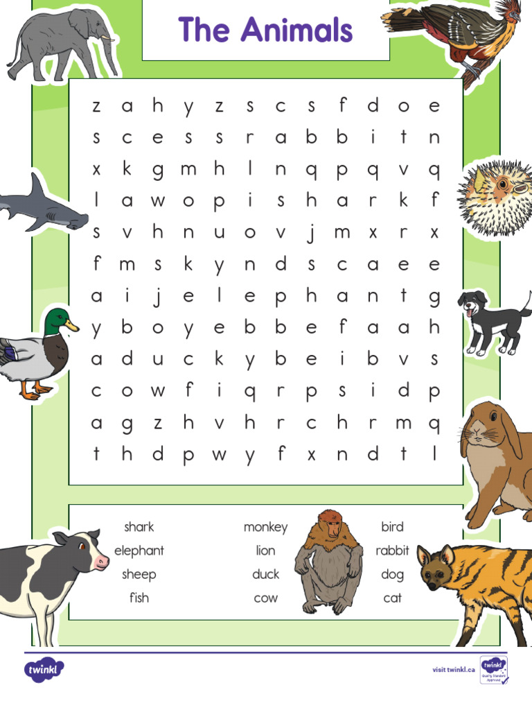 CA Ss 1749030687 Mots Meles Les Animaux en Anglais Ver 1 | PDF