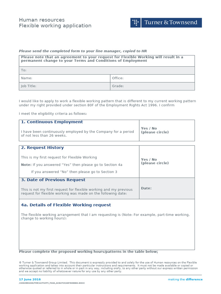 Flexible Working Form June 2016 V2 | PDF | Business