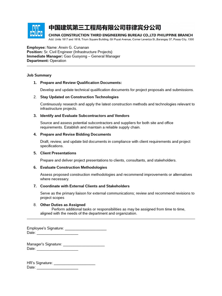 SR Civil Engineer | PDF