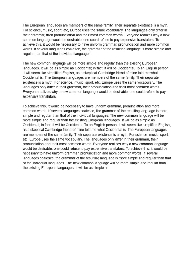 The Case for a Common European Language | PDF