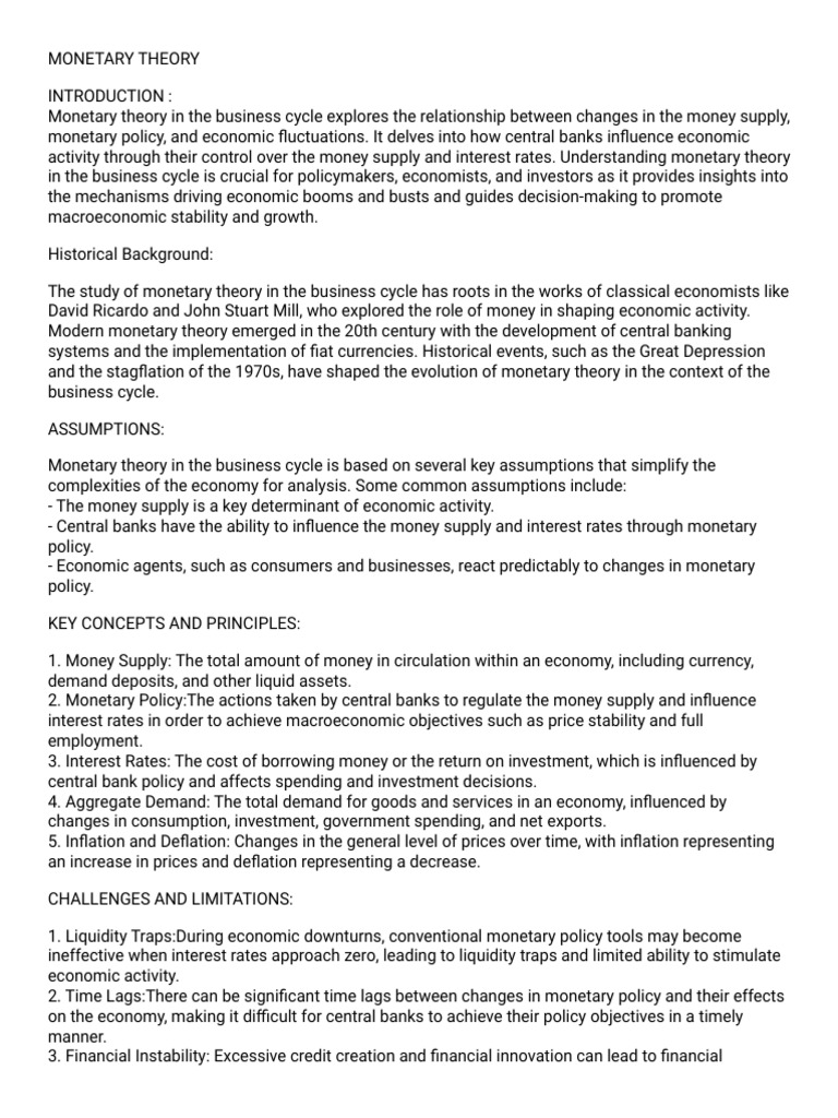 Business Cycle - Theories | PDF | Business Cycle | Monetary Policy