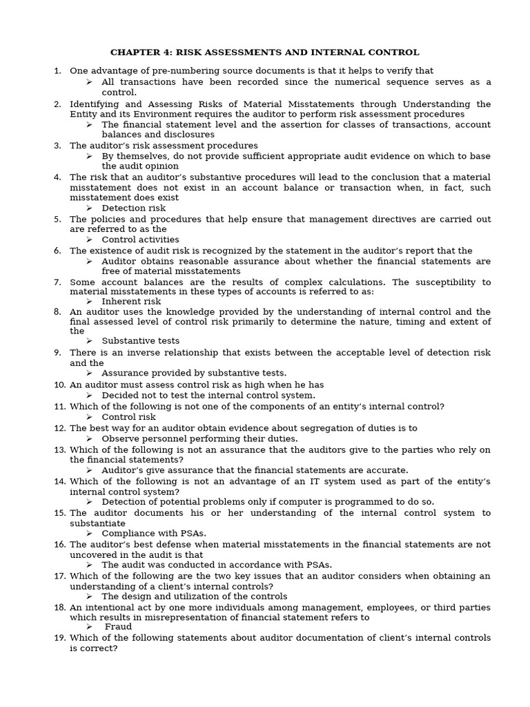 Risk Assessments in Internal Control | PDF | Internal Control | Audit