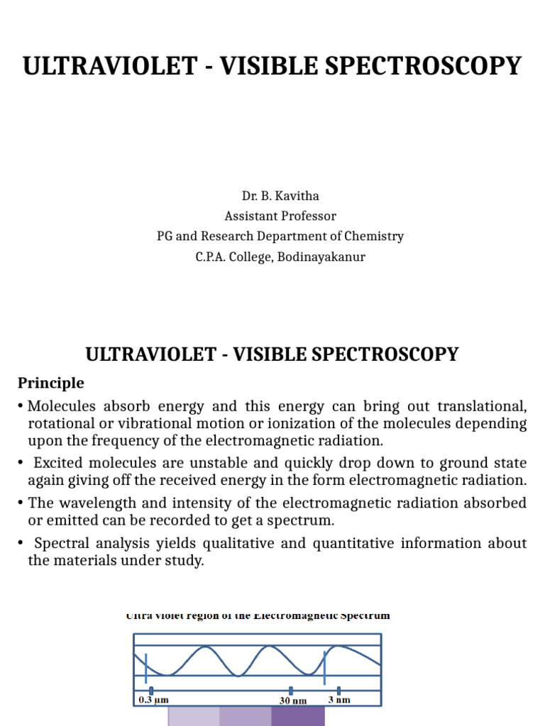 UV Vis Spectros | PDF | Ultraviolet–Visible Spectroscopy | Spectroscopy