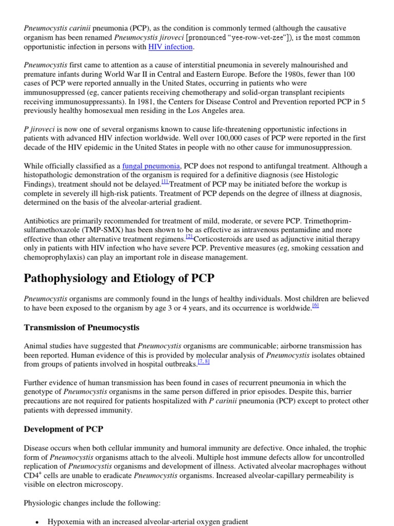 Pathophysiology and Etiology of PCP: HIV Infection | PDF | Hiv/Aids ...
