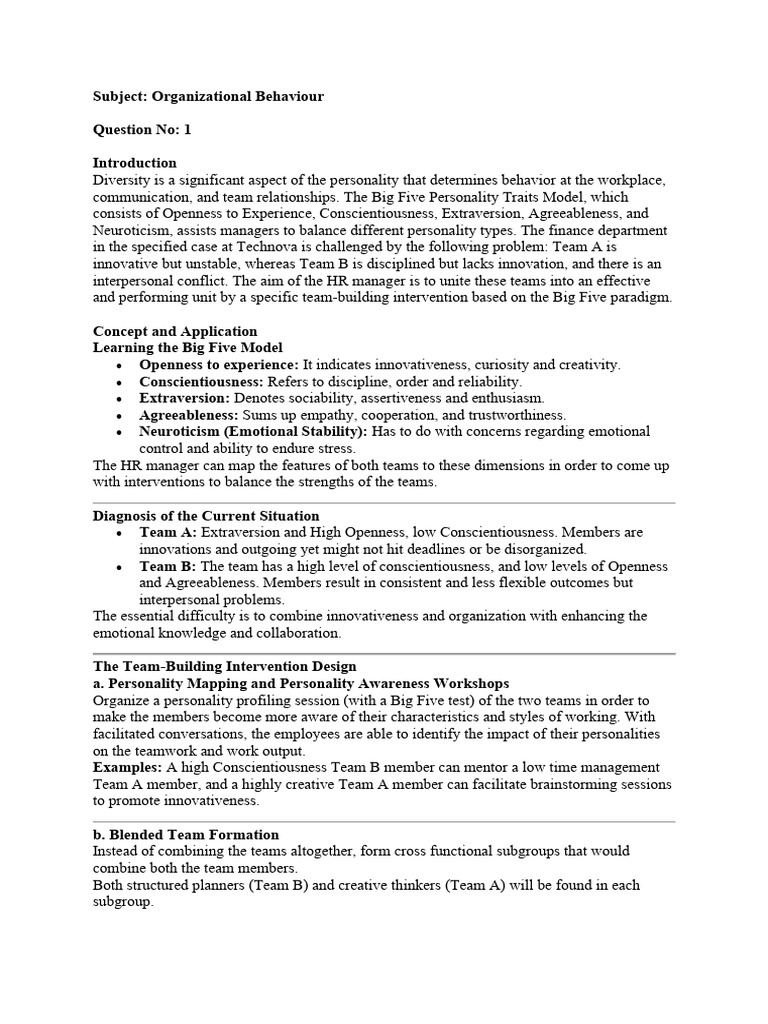 Enhancing Team Dynamics with Big Five Model | PDF | Motivation ...