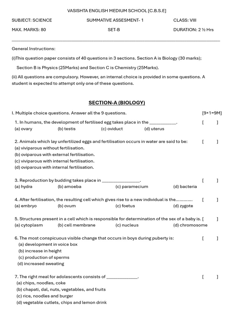 8th Sa1 Science QP Set-A | PDF | Combustion | Force