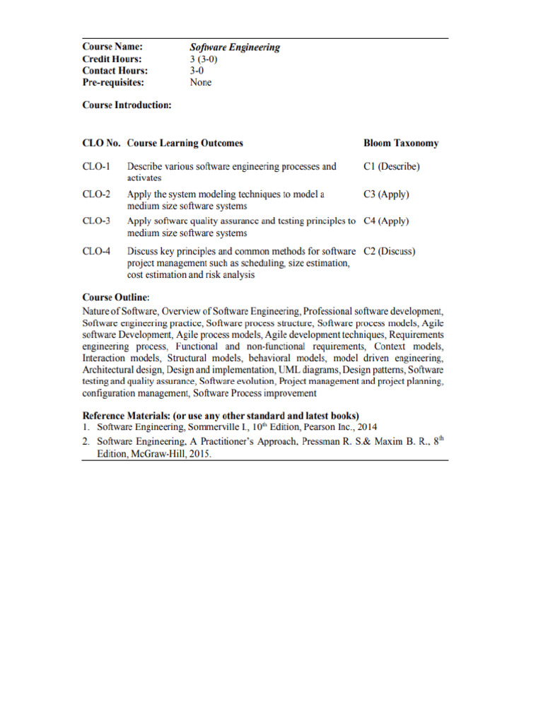 Course Outline Se | PDF