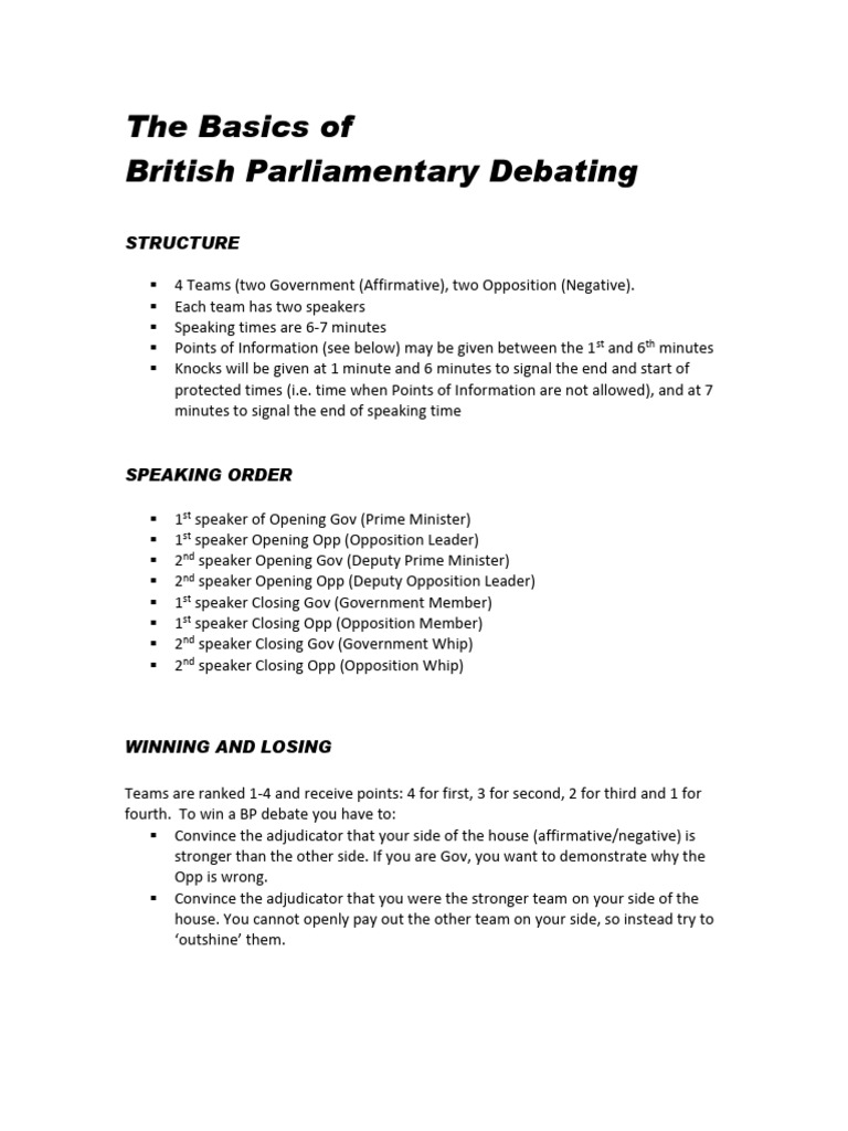 Overview of British Parliamentary Debate | PDF | Capital Punishment