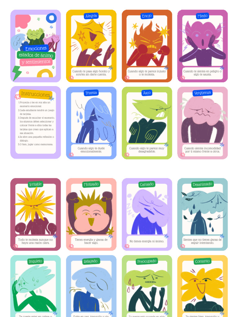 Tarjetas Educativas Emociones, Estados de Ánimo y Sentimientos ...