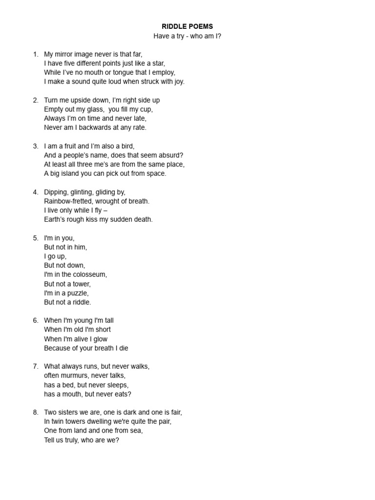 Riddle Poems | PDF