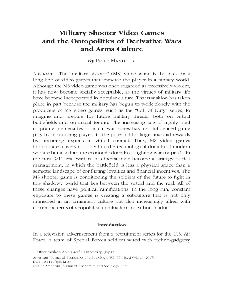 Military Shooter Games and War Culture | PDF | Video Games | Central ...