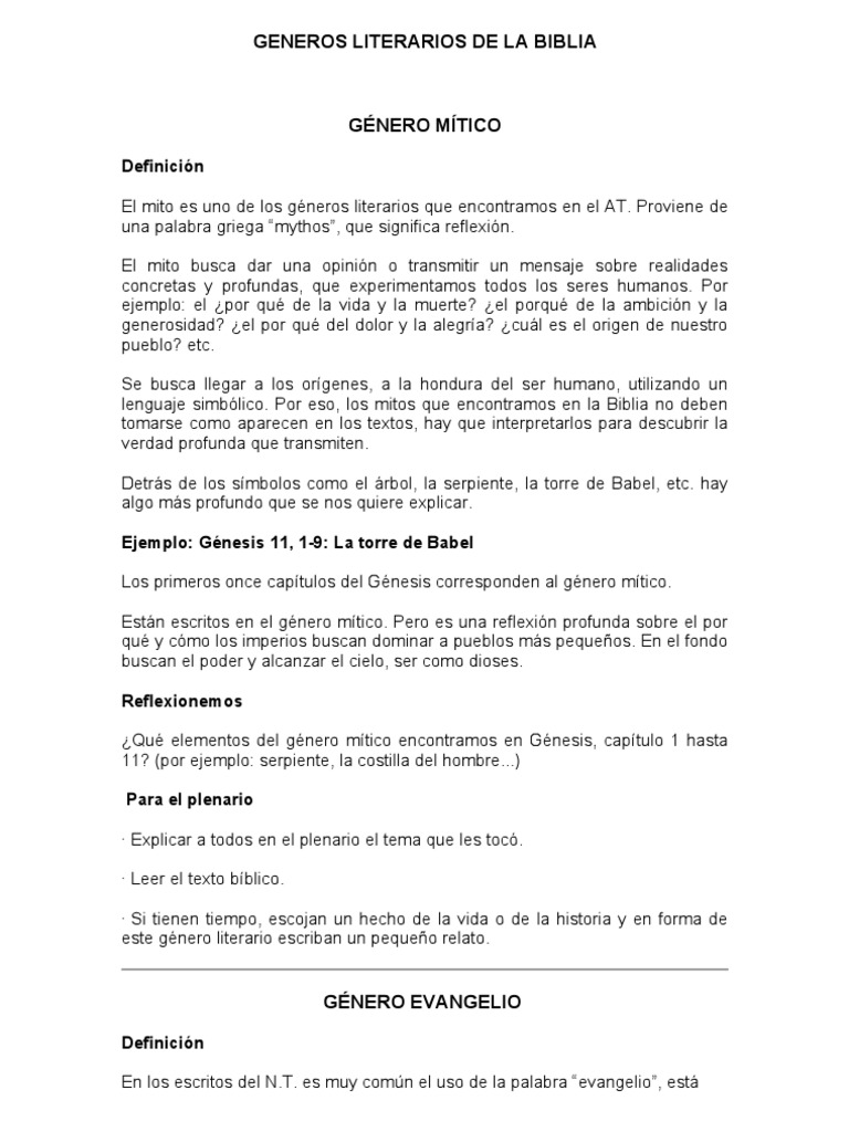 Generos Literarios de La Biblia | PDF | Libro de revelación | Jesús