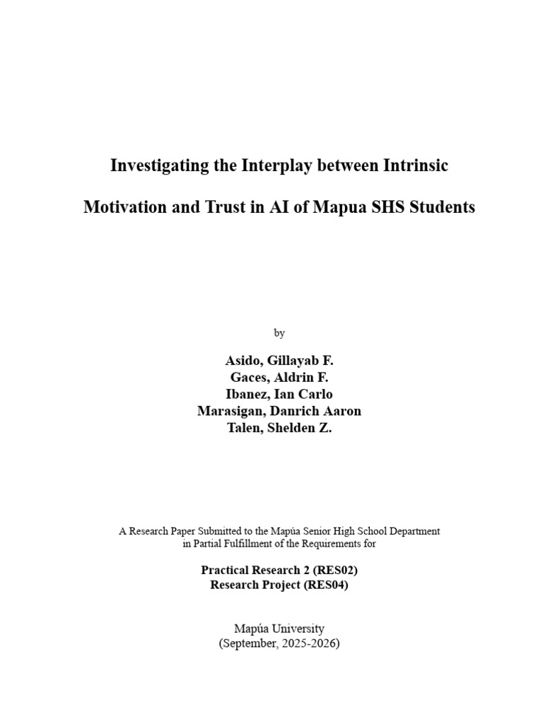 Trust and Motivation in AI Use for SHS | PDF | Motivation | Motivational