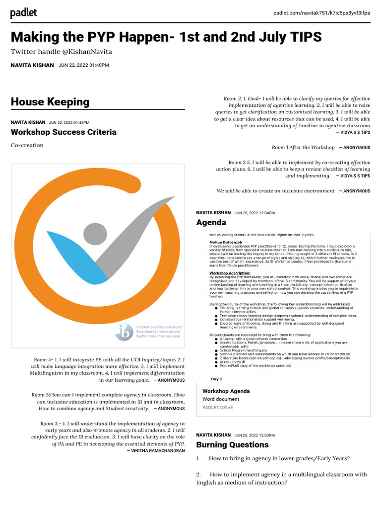 Making The PYP Exhibition - Workshop 1st and 2nd July | PDF | Learning ...