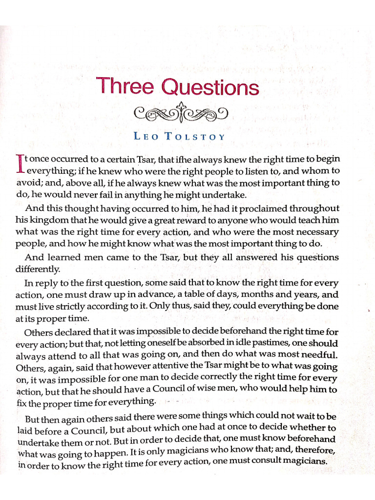 Three Questions 12 | PDF