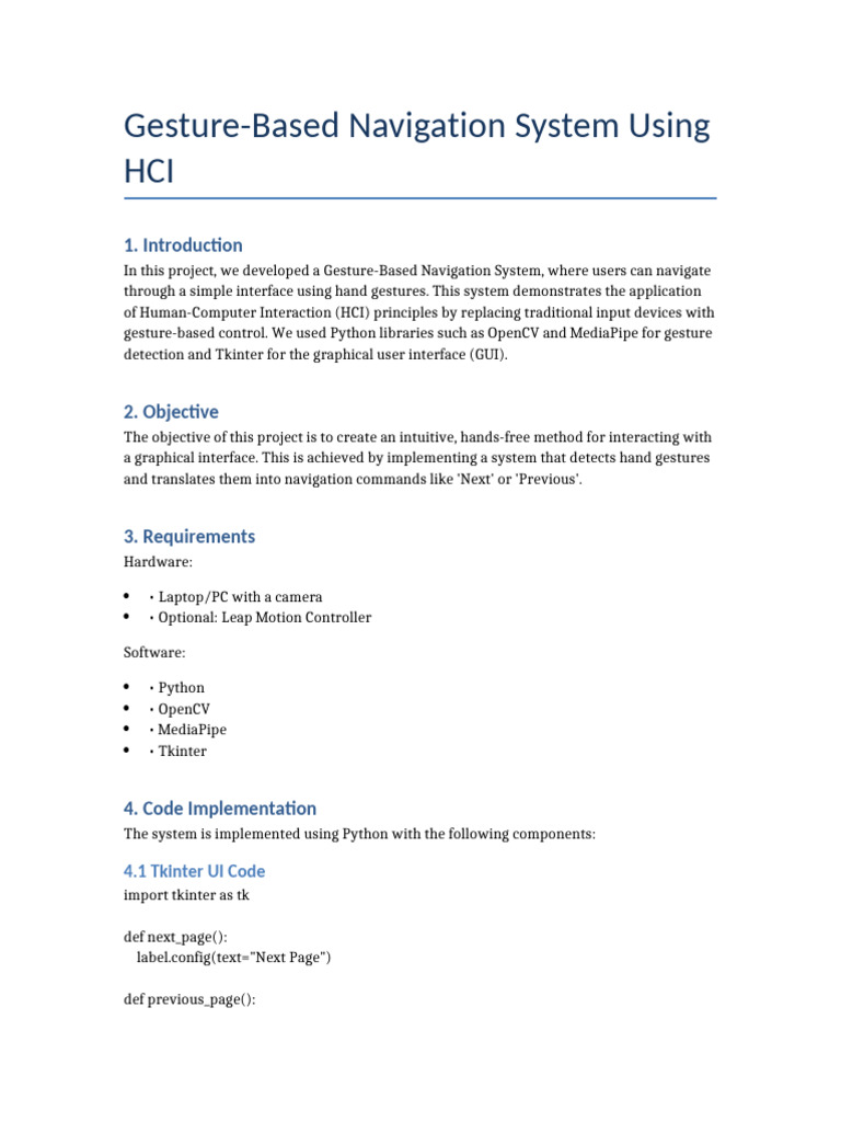 HCI Gesture Navigation Project No Image | PDF | Human–Computer ...