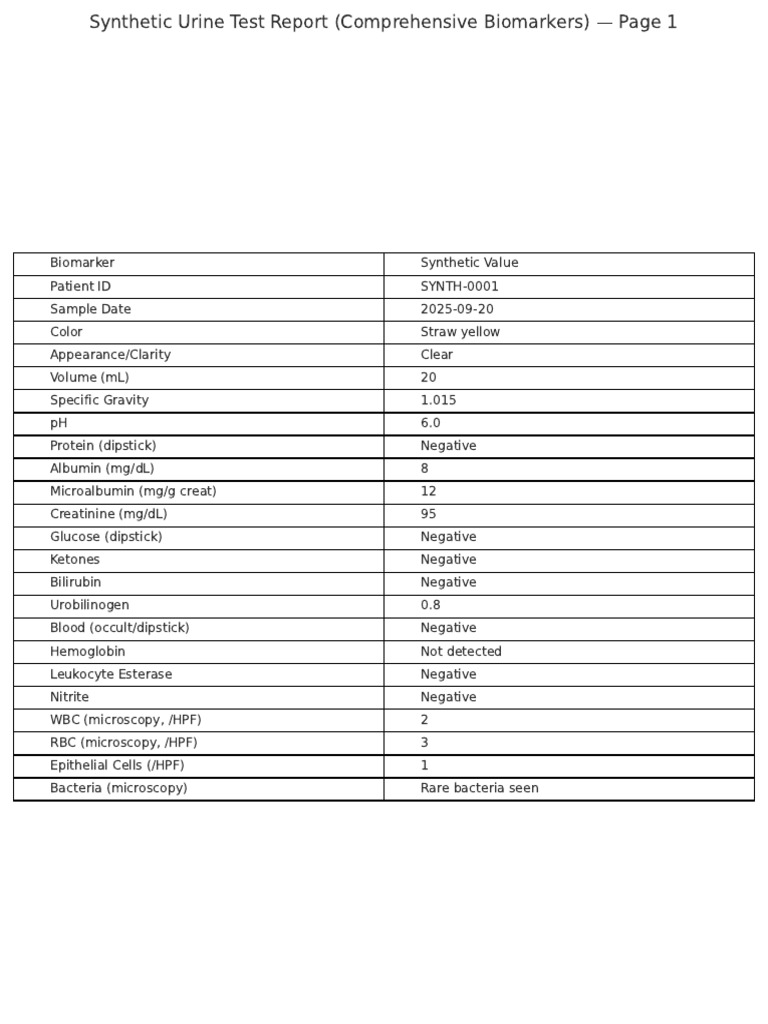 Synthetic Urine Test Report | PDF