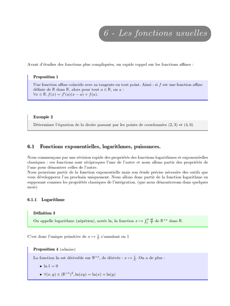 Fonctions Affines, Logarithmes et Exponentielles | PDF | Fonction ...