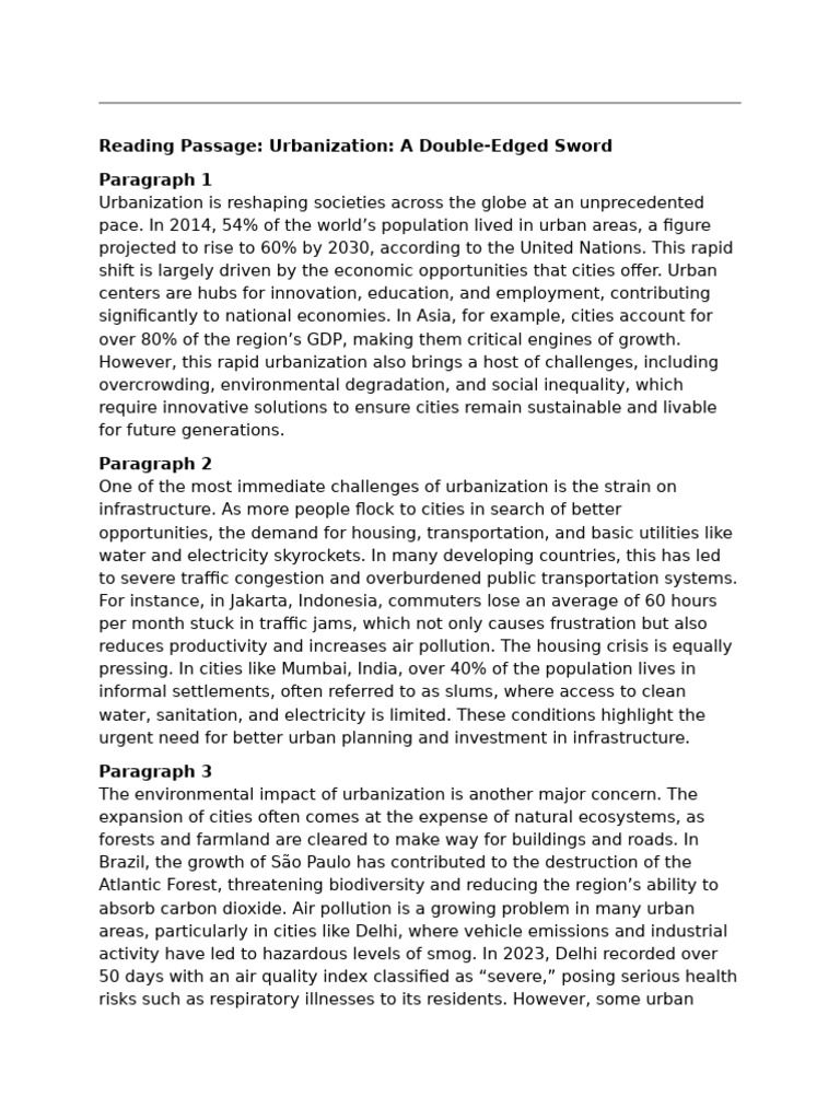 Ielts Reading Practice Passages | PDF | Urbanization | City
