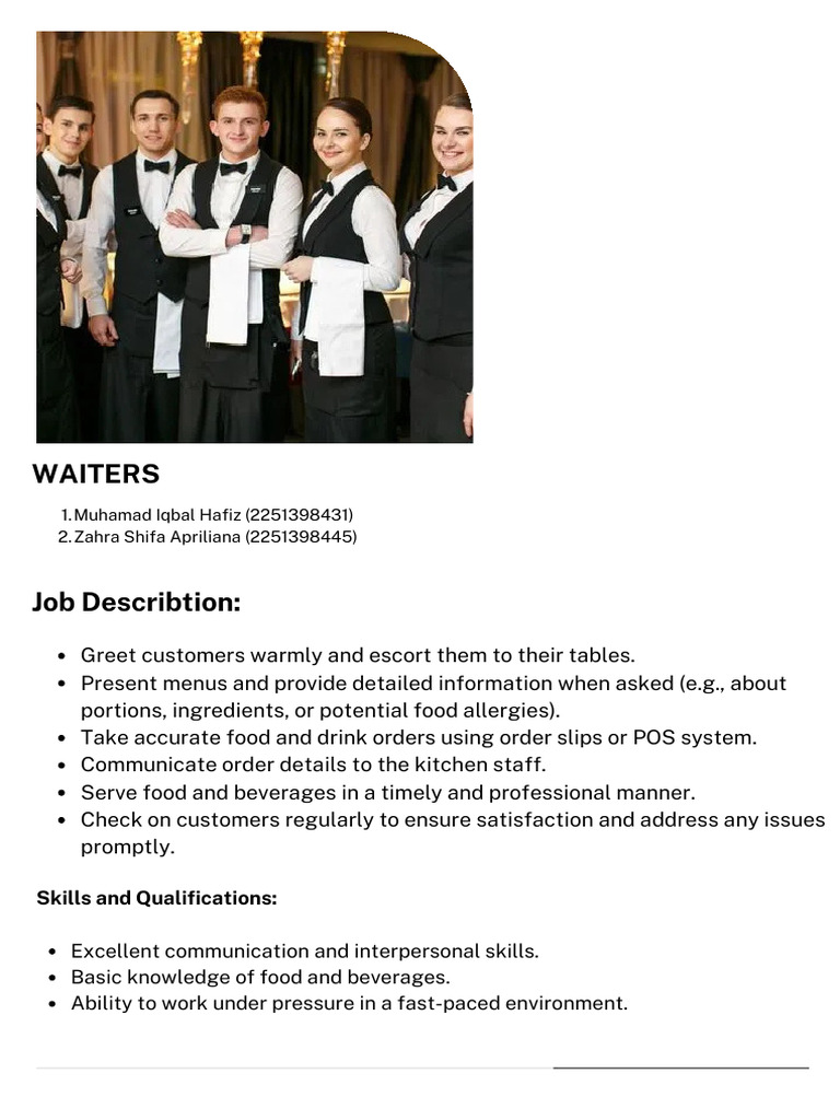 Waiters PDF | PDF