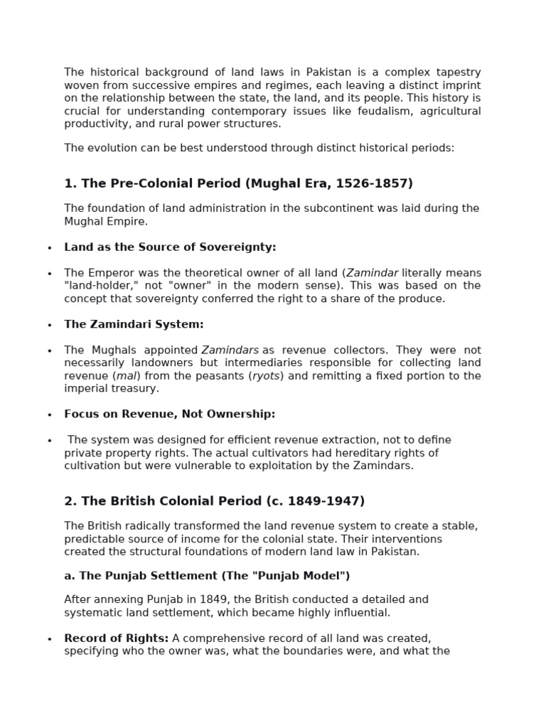 Historical Back Ground of Land Laws | PDF | Property Law