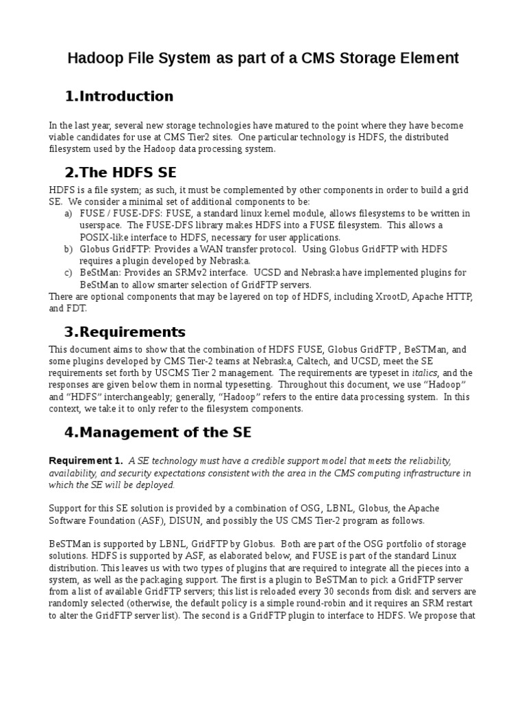 Hadoop Requirements v16 | PDF | Apache Hadoop | Replication (Computing)