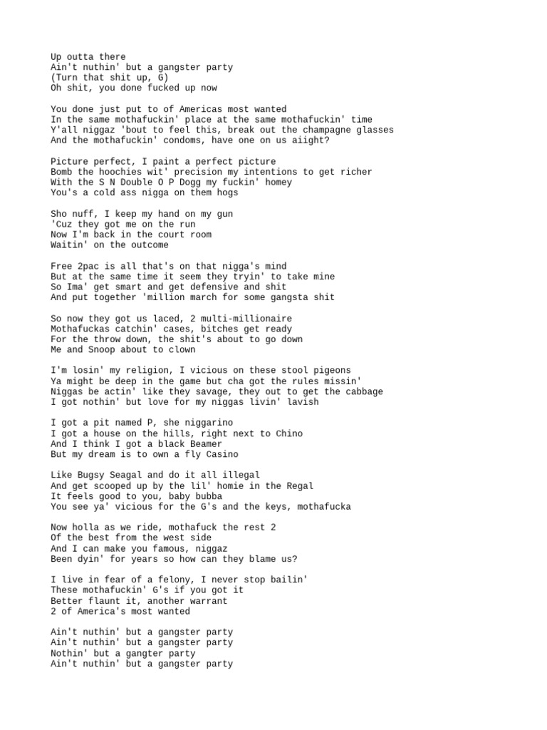 Amerikaz Most Wanted Lyrics - 2pac | PDF