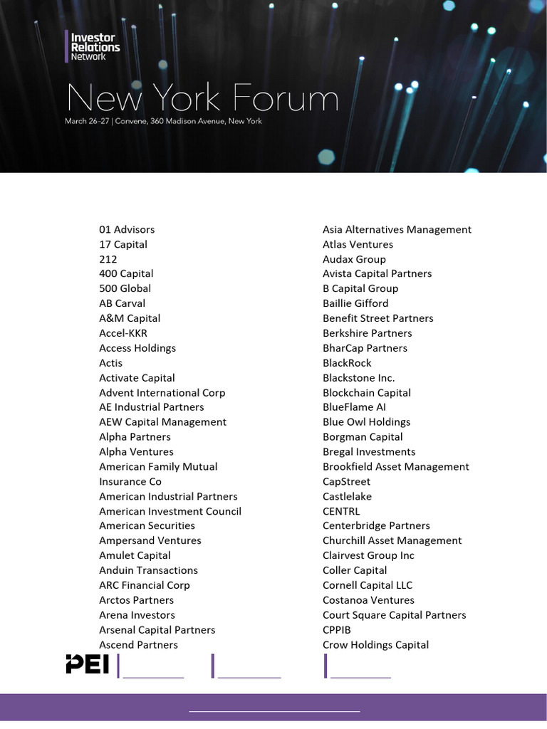 Investor Relations New York Forum 2023 | PDF | Equity Securities ...