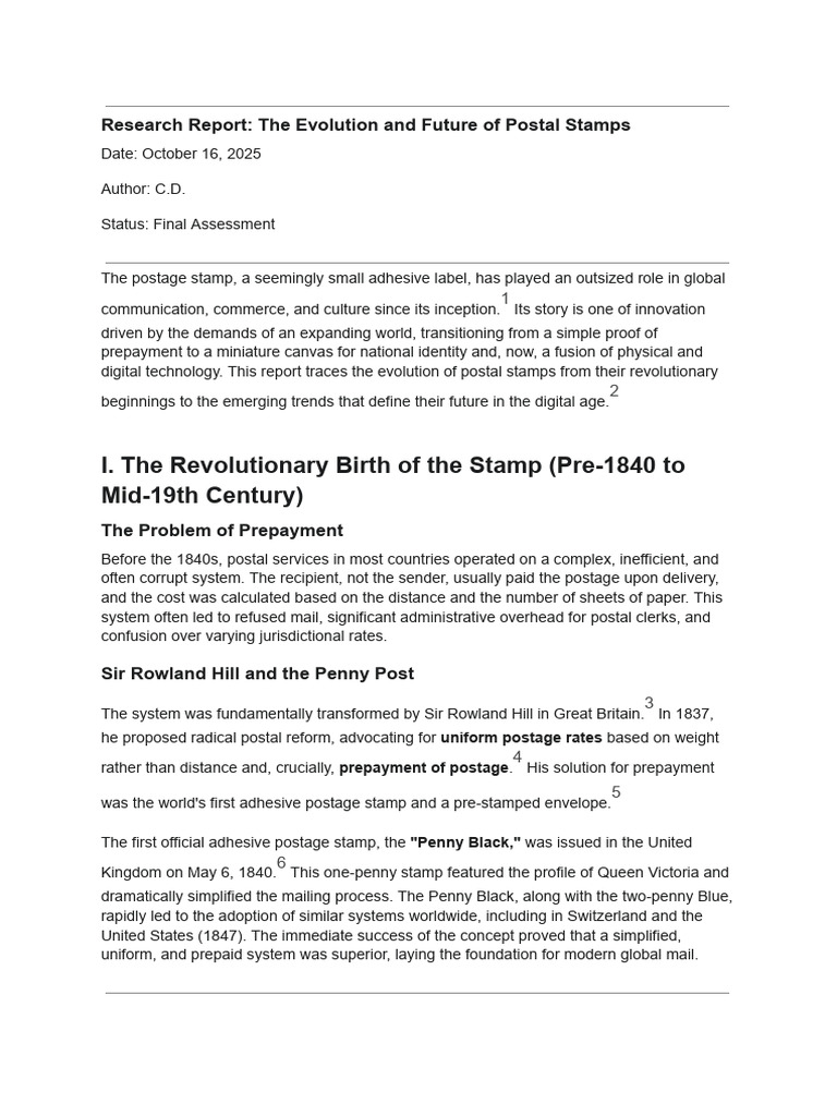 Research Report - The Evolution and Future of Postal Stamps | PDF ...