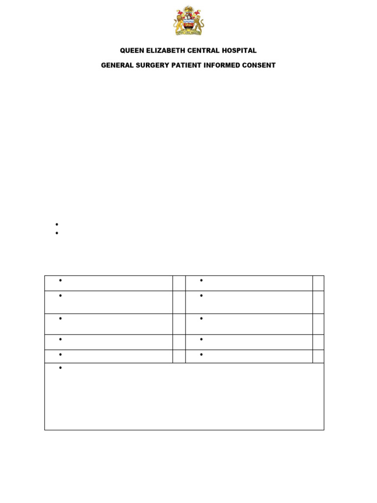 Hospital Consent Form For General Surgery Operative Procedures | PDF | Surgery | Informed Consent