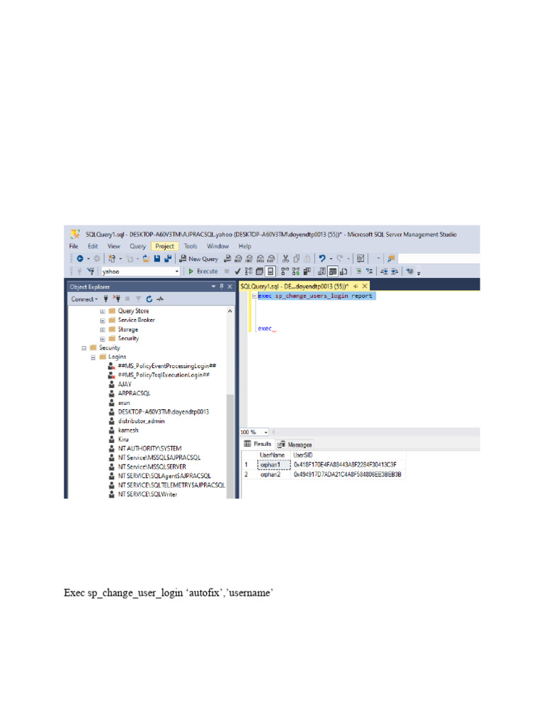 Fix Orphan Users in SQL Server | PDF
