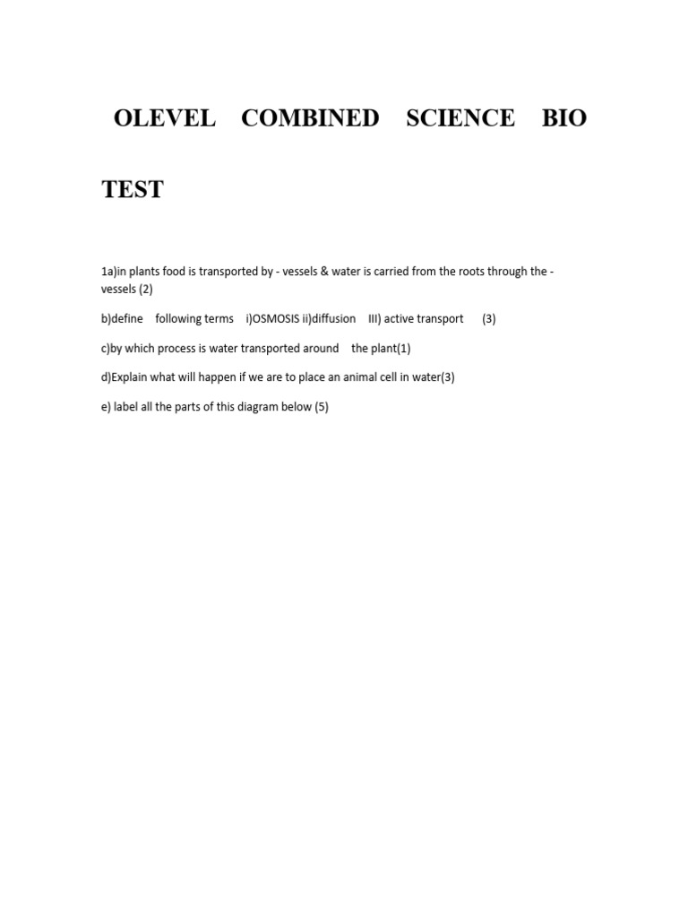 O-Level Biology Exam Review Guide | PDF