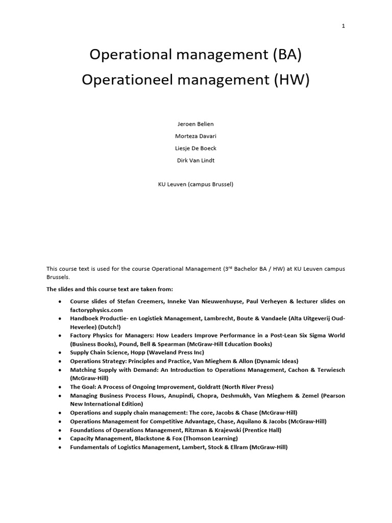 Operational Management | PDF | Inventory | Demand
