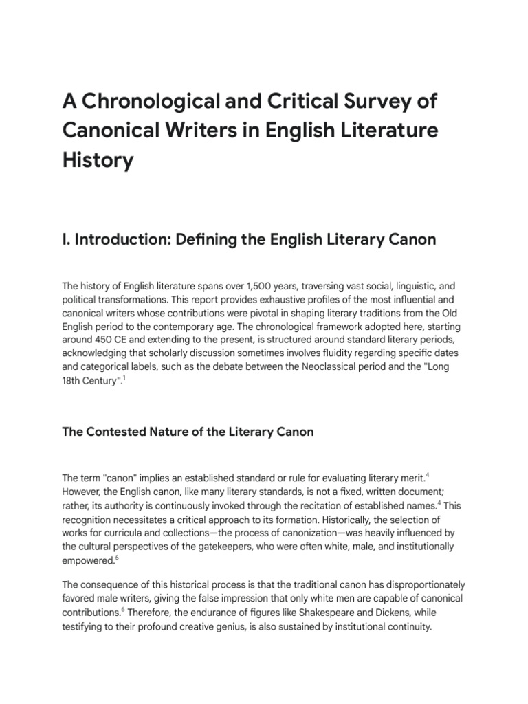 English Literary Canon Survey | PDF | Victorian Literature | English ...