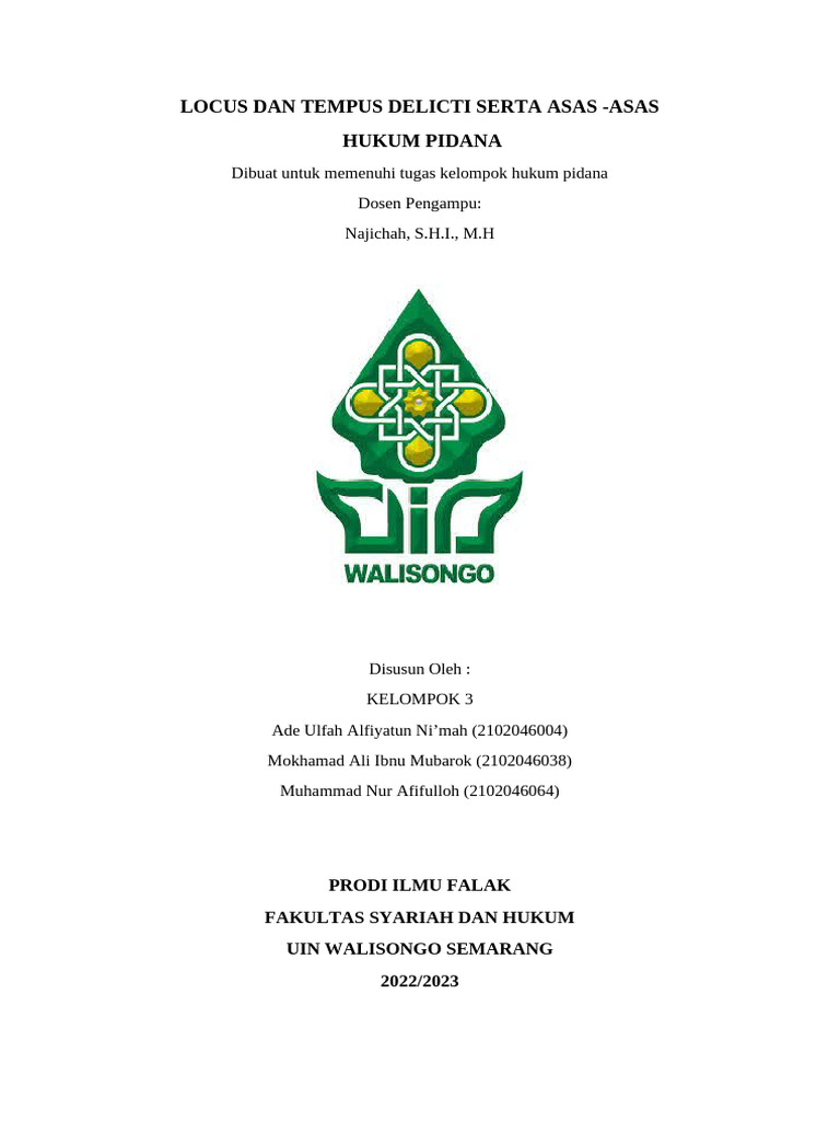 Locus dan Tempus Delicti dalam Hukum Pidana | PDF