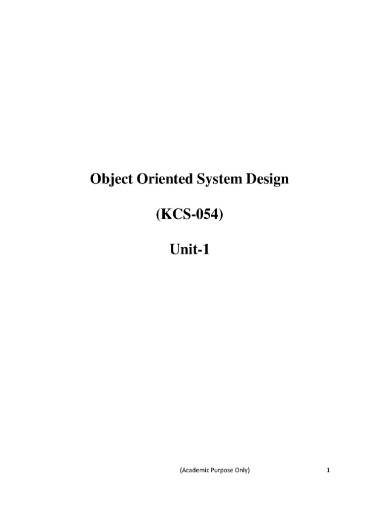 Notes Unit-1 Oosd by Vkk-1 | PDF | Object Oriented Programming | Class ...