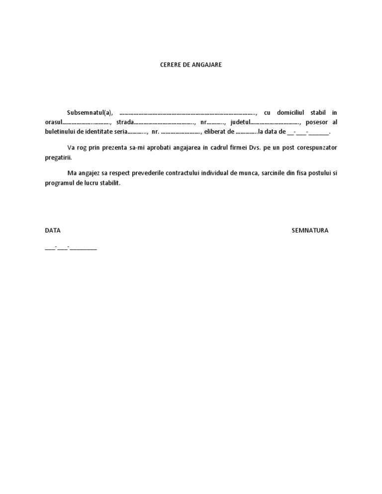Cerere de Angajare | PDF