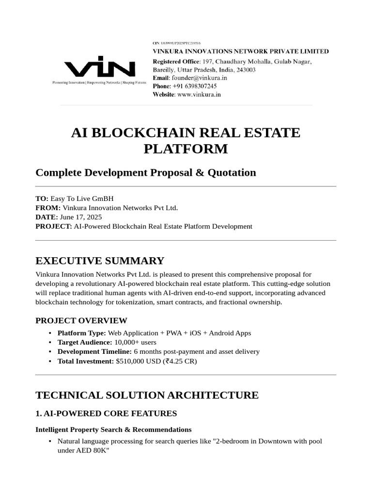 AI Blockchain Real Estate Proposal | PDF | Artificial Intelligence ...