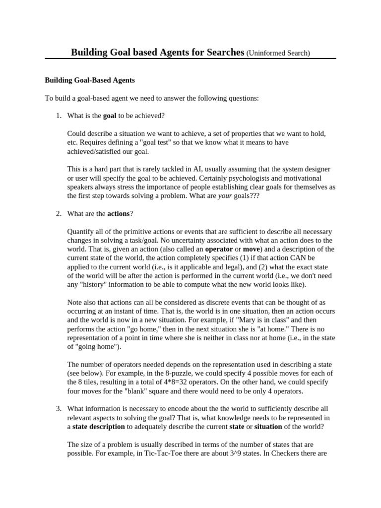 Building Goal-Based Agents in AI | PDF | Mathematical Relations ...
