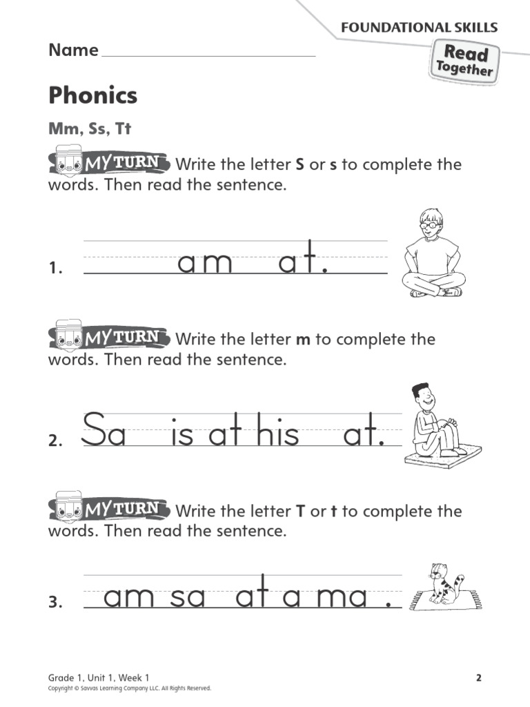 MV20 G1U1W1L4 Word Work Phonics Practice Lessons Web | PDF