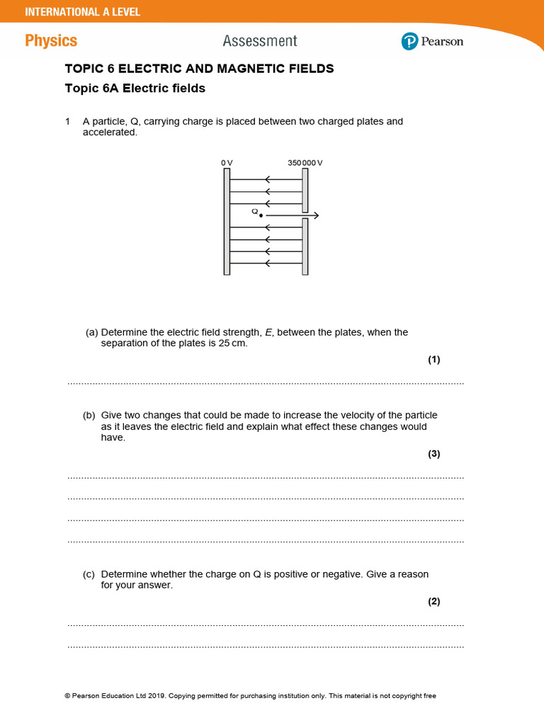 Ial - Physics - Topic 6 Electric and Magnetic Fields | PDF | Electric ...