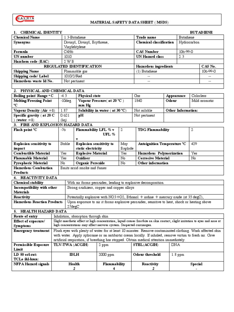 Butadiene | PDF | Water | Explosion