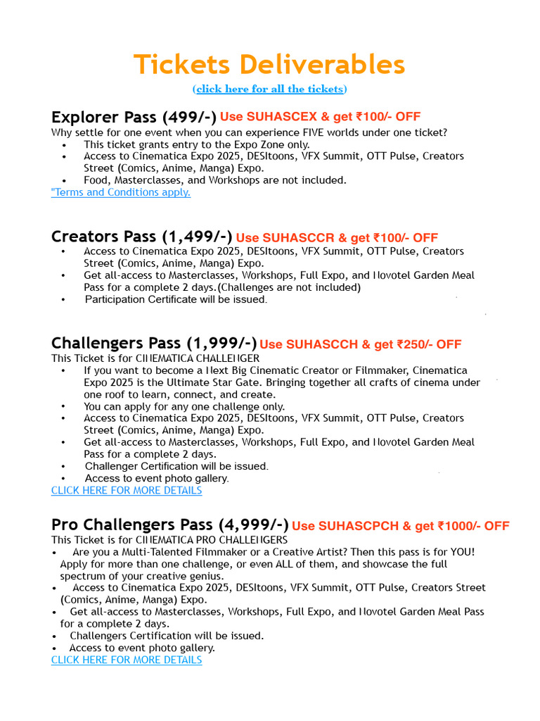 Cinematica Expo Ticket Deliverables | PDF