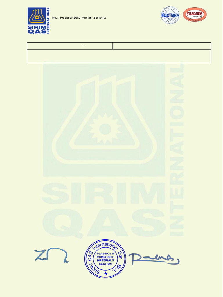 SIRIM Test Report for HDPE Pipes | PDF