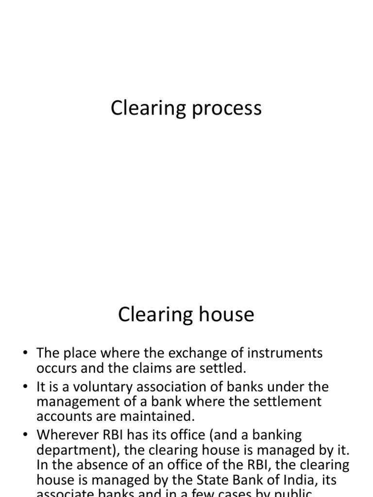 Clearing Process | PDF | Clearing (Finance) | Reserve Bank Of India